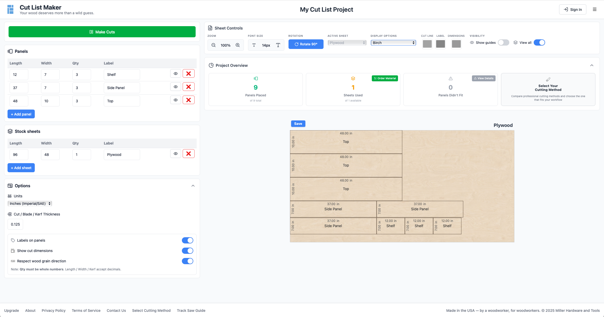 About Cut List Maker | American-Made Woodworking Tools